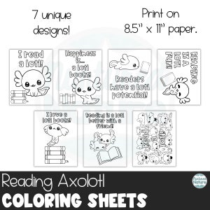 Read Across America Week Printable Coloring Pages for Kids, Axolotl ...