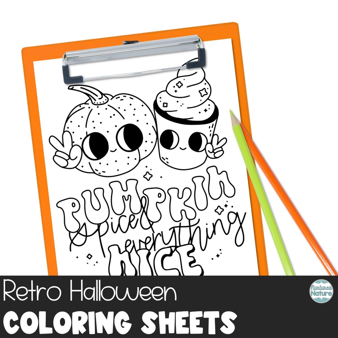 Halloween Coloring Pages for Kids, Retro Coloring Pages Printable ...