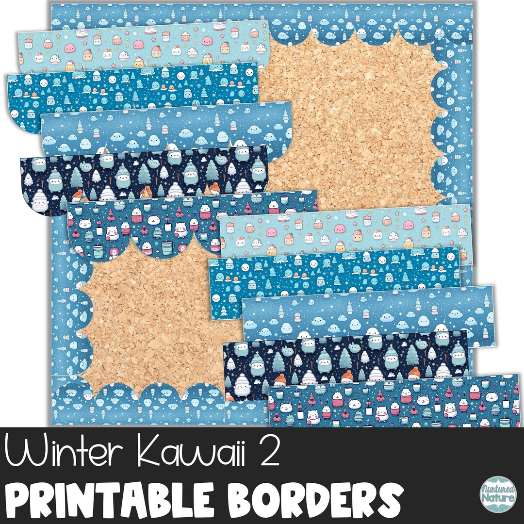 Winter Bulletin Board Border, Kawaii Printable, January Bulletin Board ...