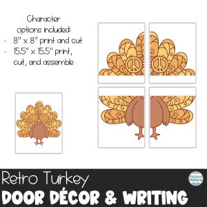 Thanksgiving Classroom Door Decoration, Turkey Bulletin Board, Retro ...