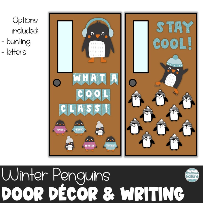 Penguin Winter Door Decorations Classroom, Bulletin Board Kit Christmas ...