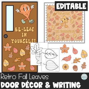 Fall Classroom Door Decor, Autumn Leaves Bulletin Board, Editable ...