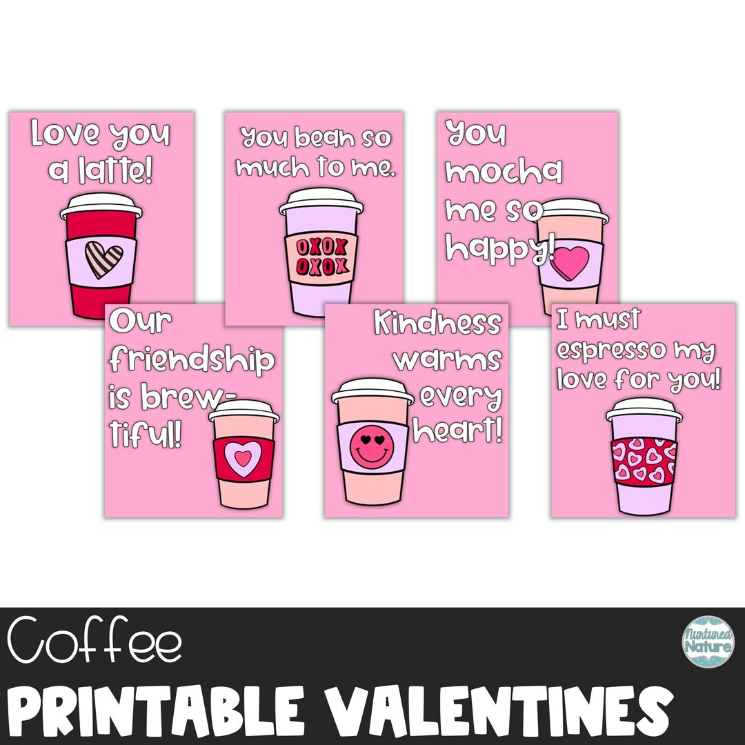 Coffee Valentines Cards, Valentines Day Cards for Kids Classrooms ...
