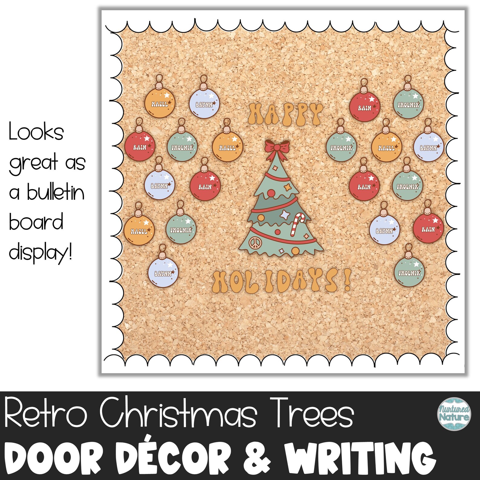 Christmas Classroom Door Decoration, Holiday Bulletin Board, Retro ...