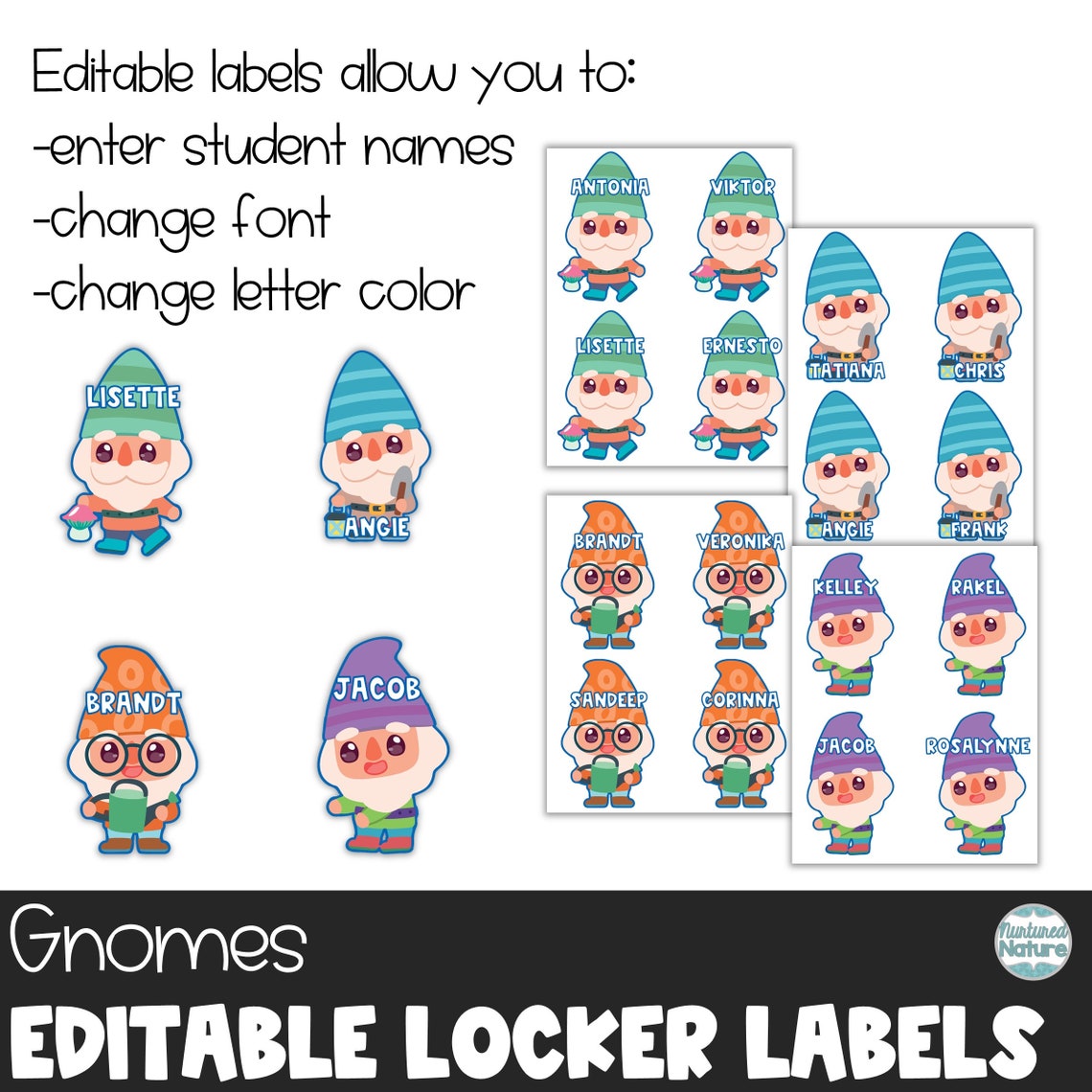 Cubby Tags, Gnome Theme, Mushroom Decor, Locker Label Set, Editable ...