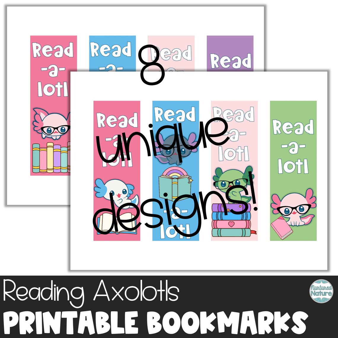Read Across America Week Printable Bookmarks for Kids Axolotl - Etsy