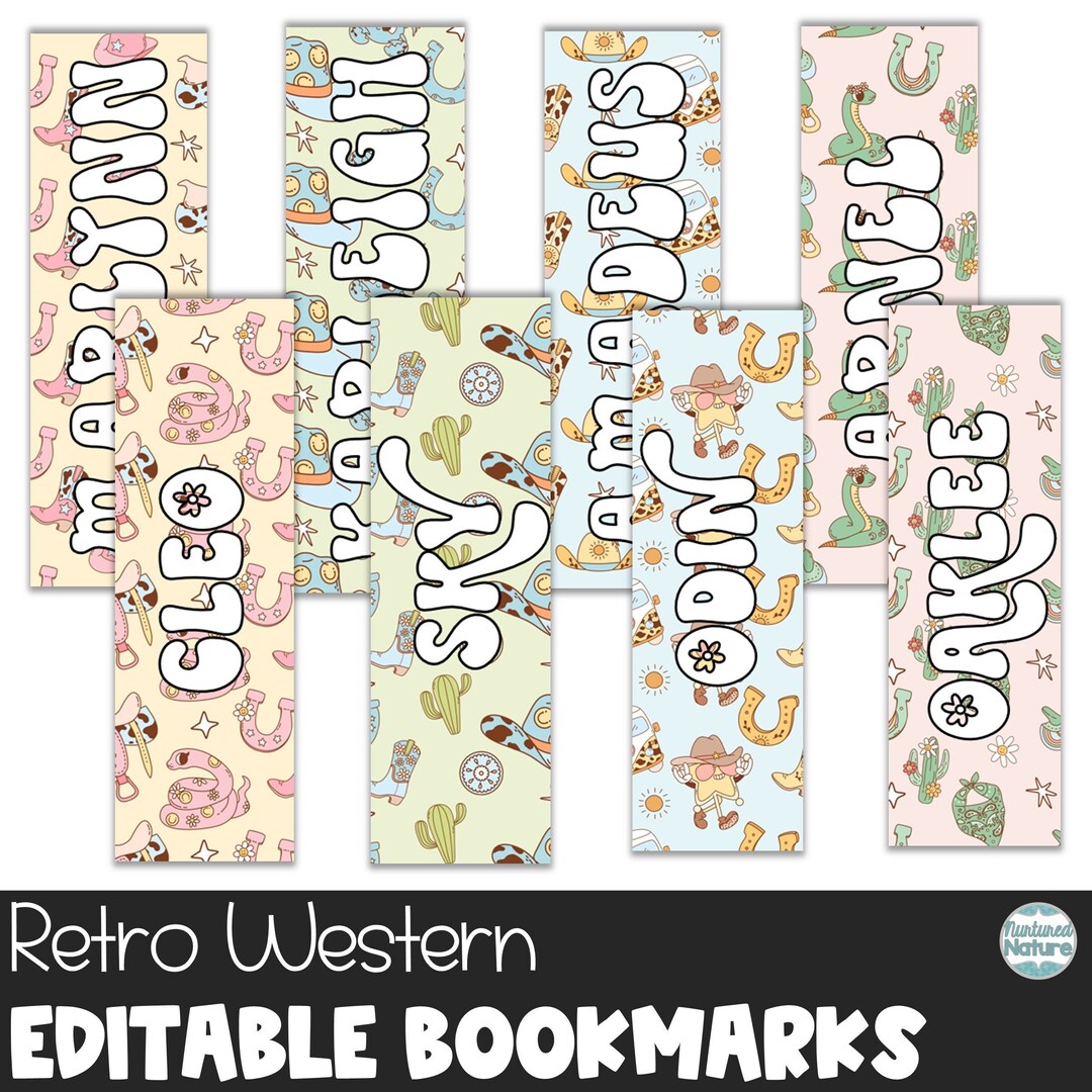 Editable Name Bookmarks, Back to School Gift for Students, Retro ...