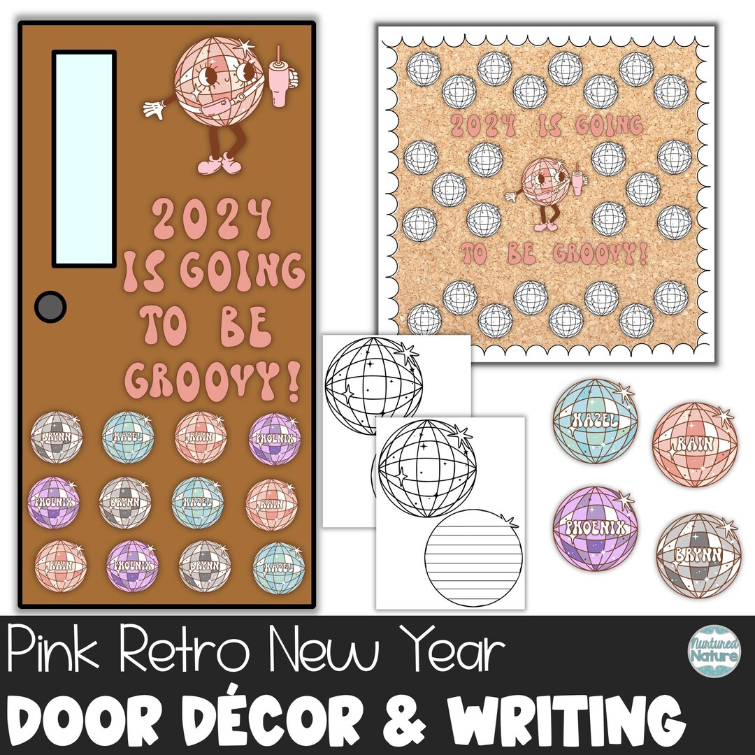 New Year Classroom Door Decoration, Retro New Year, Disco Ball ...