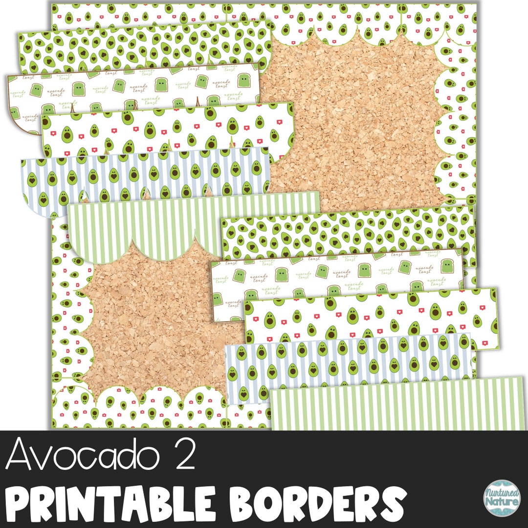 Printable Bulletin Board Border, Avocado Printable, Bulletin Board Trim ...