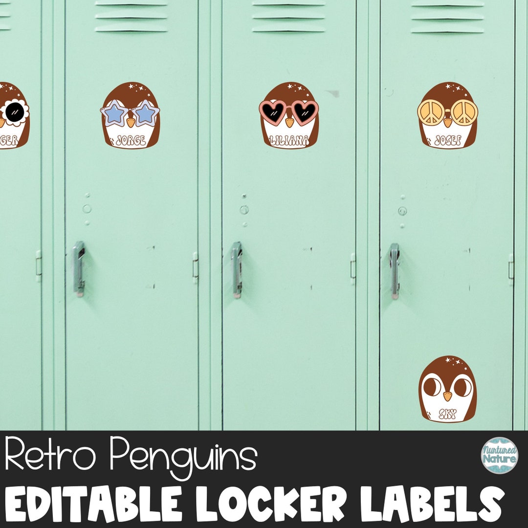 Editable Name Tags for School, Retro Penguins, Retro Winter Bulletin ...