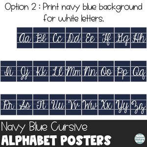 Cursive Alphabet Posters for Classroom, Navy Blue Decorations ...