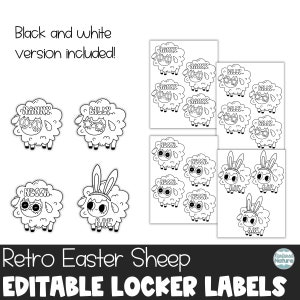 Retro Easter Decor, Cubby Tags, Easter Sheep Printable for Kids, Easter ...