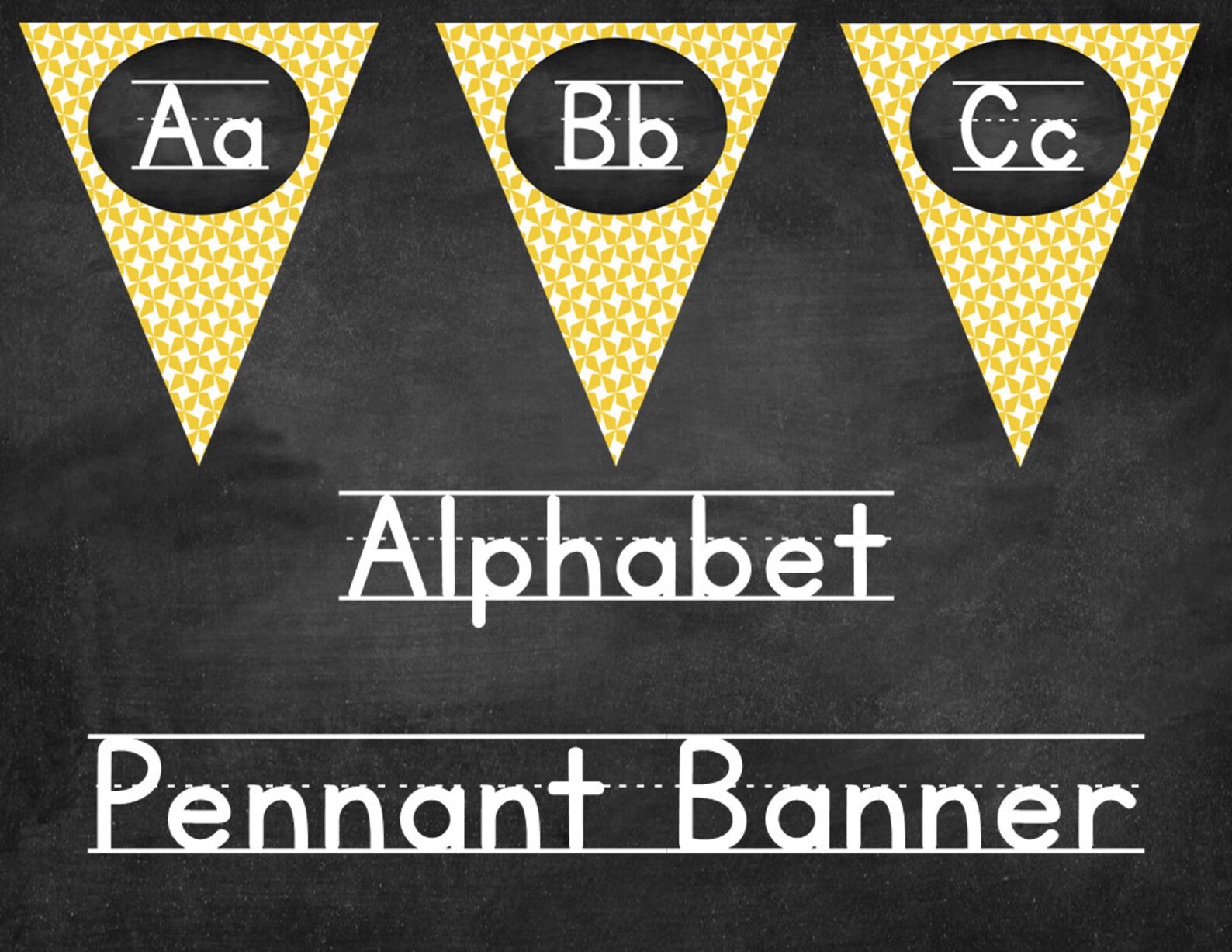 Chalkboard Classroom Alphabet ABC Pennant Banner Printable - Etsy