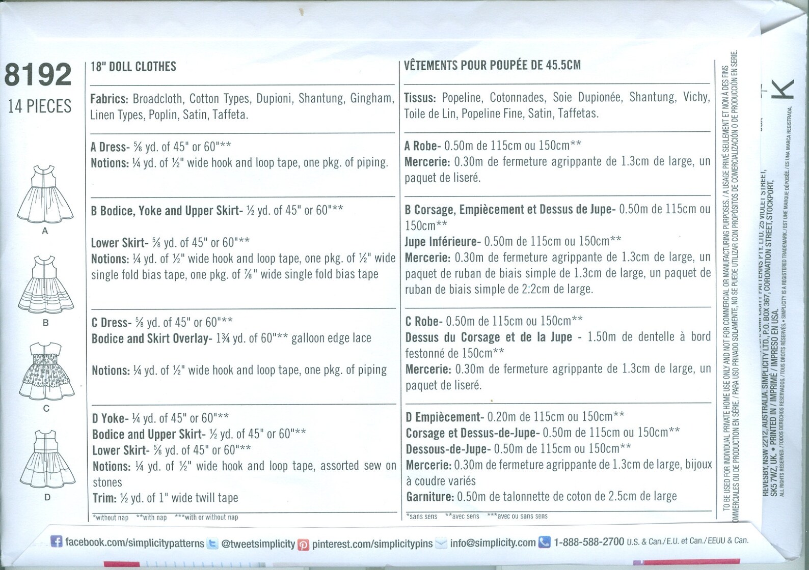 Simplicity 5276 Night Time Pajamas Doll Clothing 18 Inch Doll Pattern ...