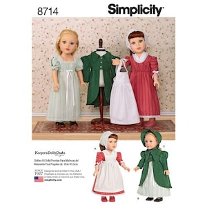 Simplicity 8714 Colonial 17th Century Doll Clothing 18 Inch Doll ...