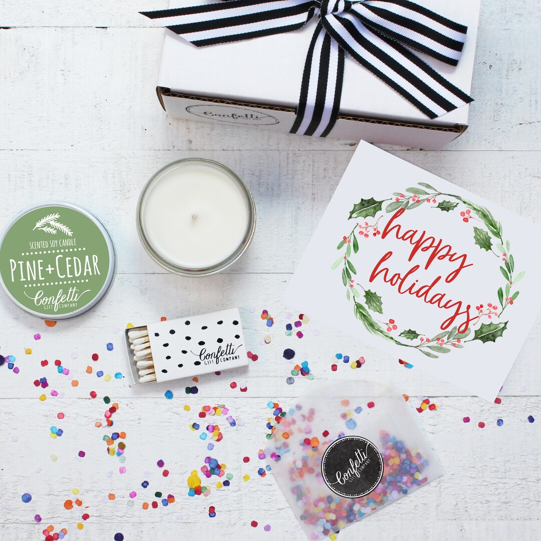 Christmas Candle Happy Holidays Gift Box Holiday Gift - Etsy