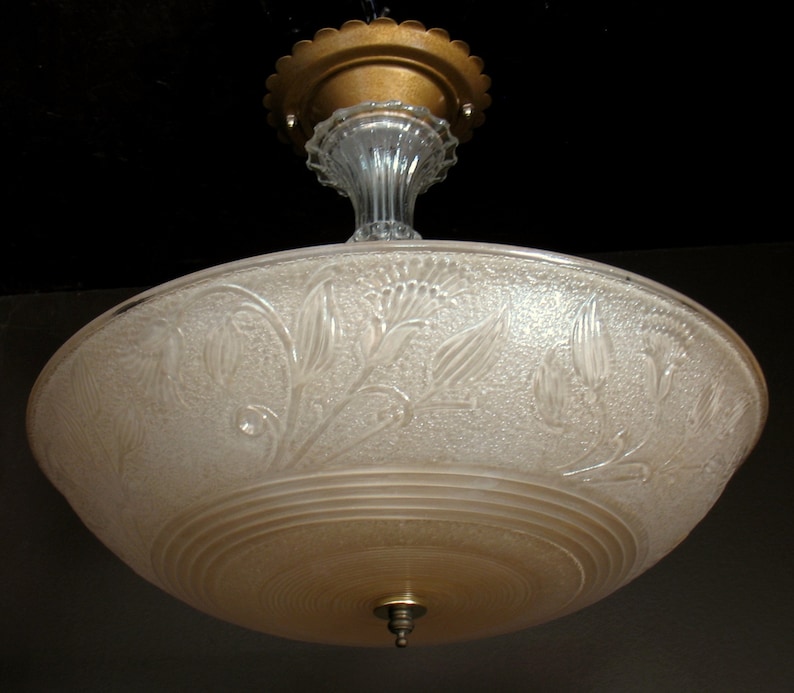 Vintage Lighting: Circa 1940s Four Bulb Glass Centre Post Ceiling Light ...