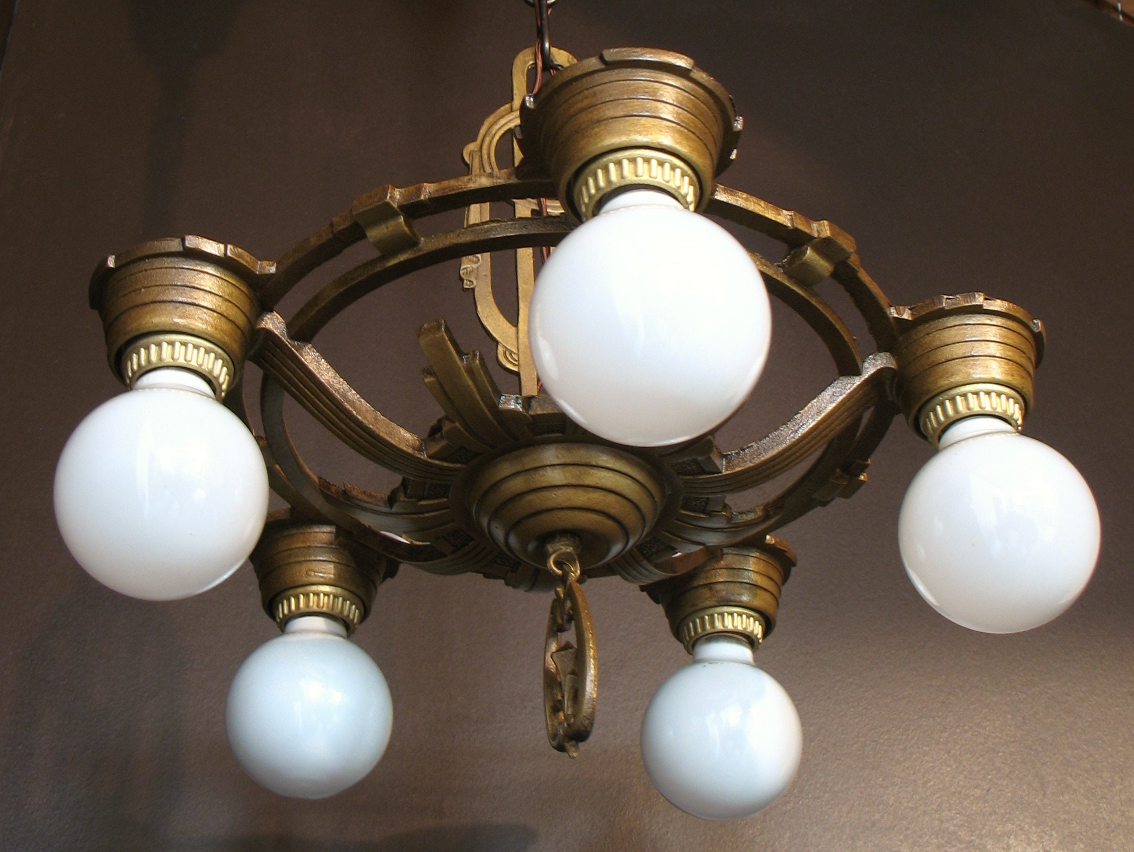 Antique Lighting: 1920s Electrolier Bare Bulb Style Chandelier - Etsy