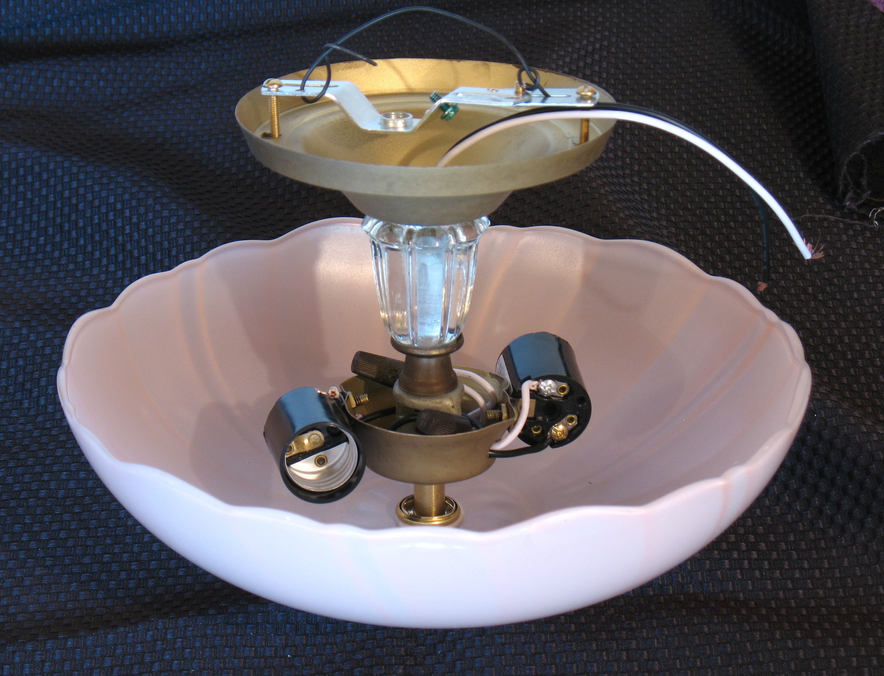 Vintage Lighting: 1930s 1940s Two Bulb Glass Center Post Ceiling Light ...