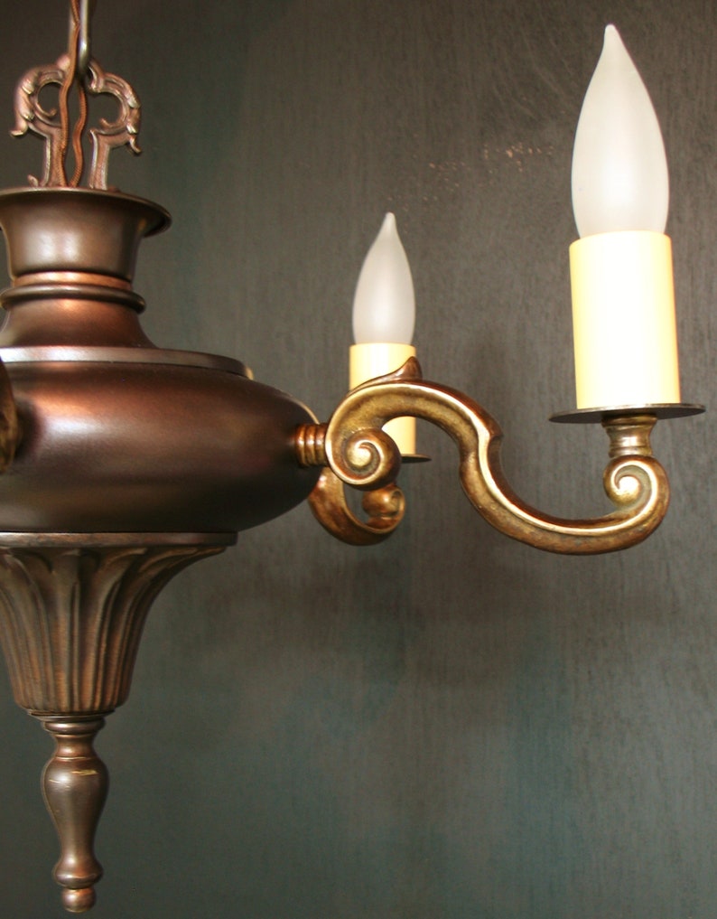 Antique Lighting: Early 1900s Five Light Candle Style Chandelier - Etsy ...