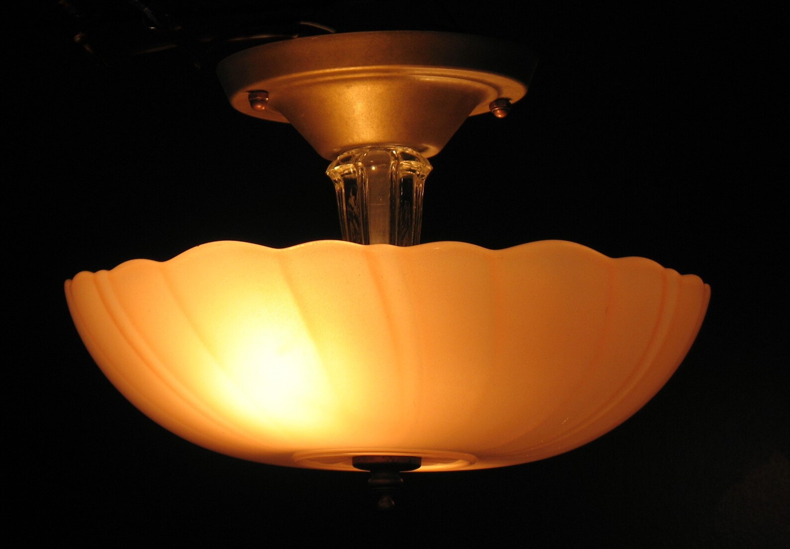 Vintage Lighting: 1930s - 1940s Two Bulb Glass Center Post Ceiling ...