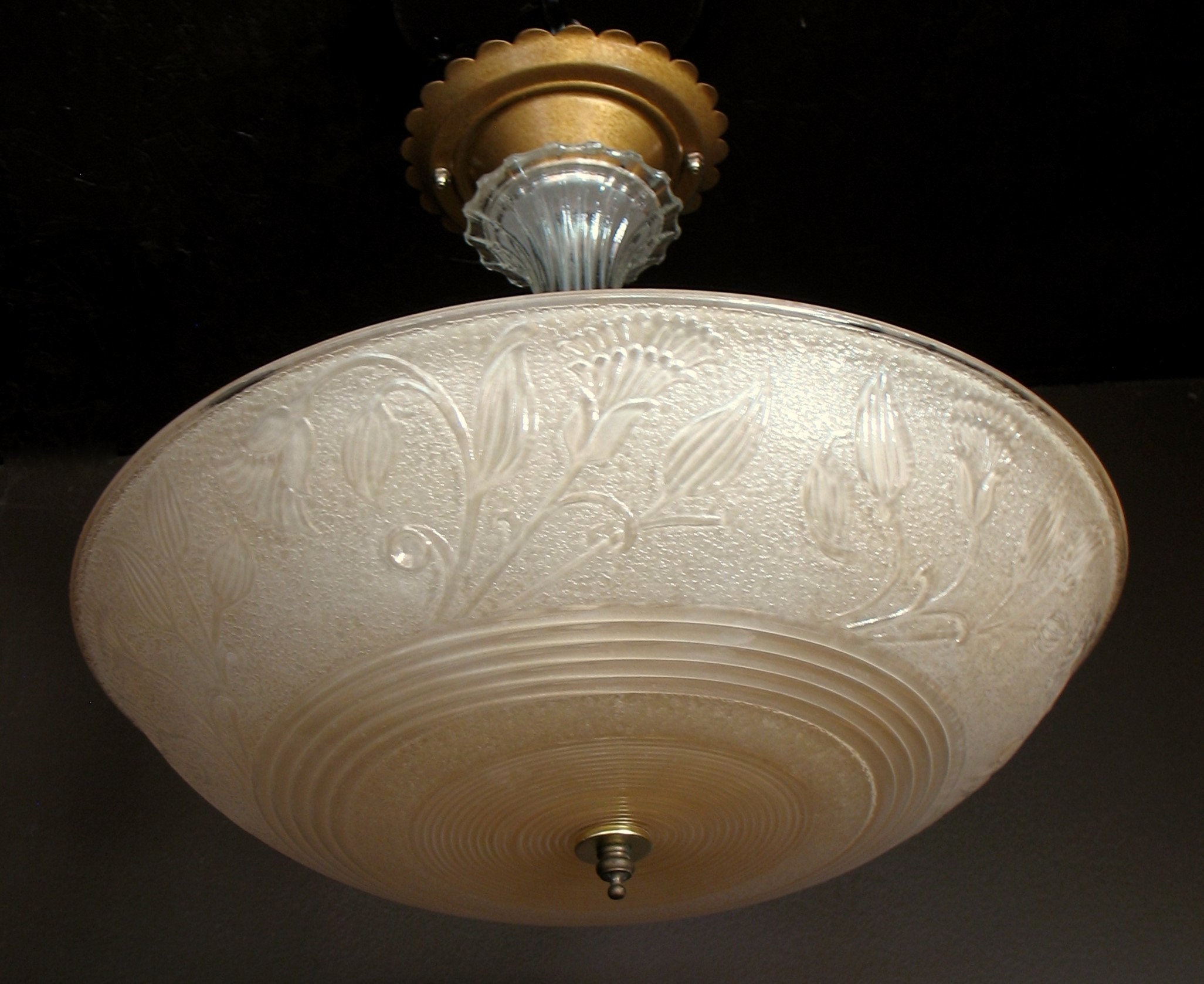 Vintage Lighting: Circa 1940s Four Bulb Glass Centre Post Ceiling Light ...