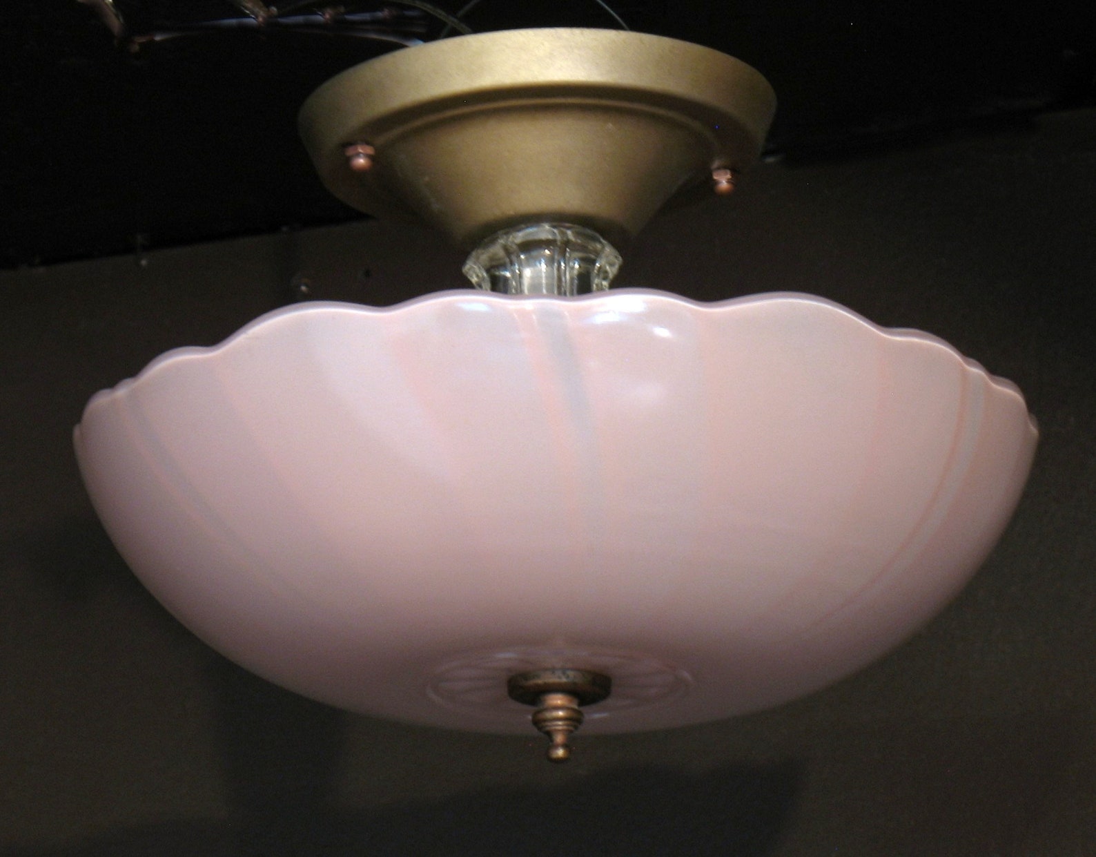 Vintage Lighting: 1930s - 1940s Two Bulb Glass Center Post Ceiling ...