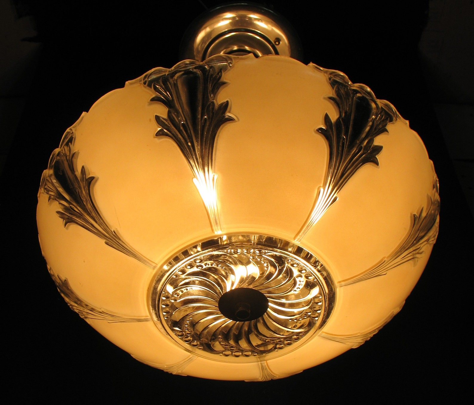 Vintage Lighting: 1940s Four Bulb Center Post Semi Flush Ceiling Light ...