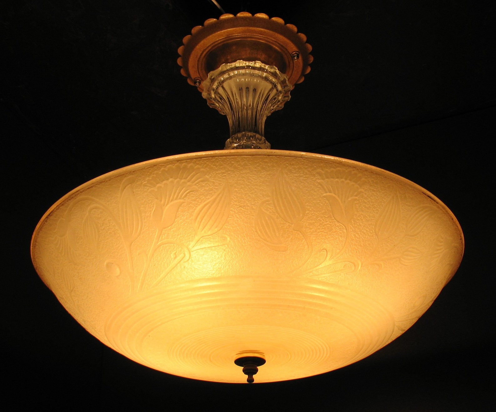 Vintage Lighting: Circa 1940s Four Bulb Glass Centre Post Ceiling Light ...