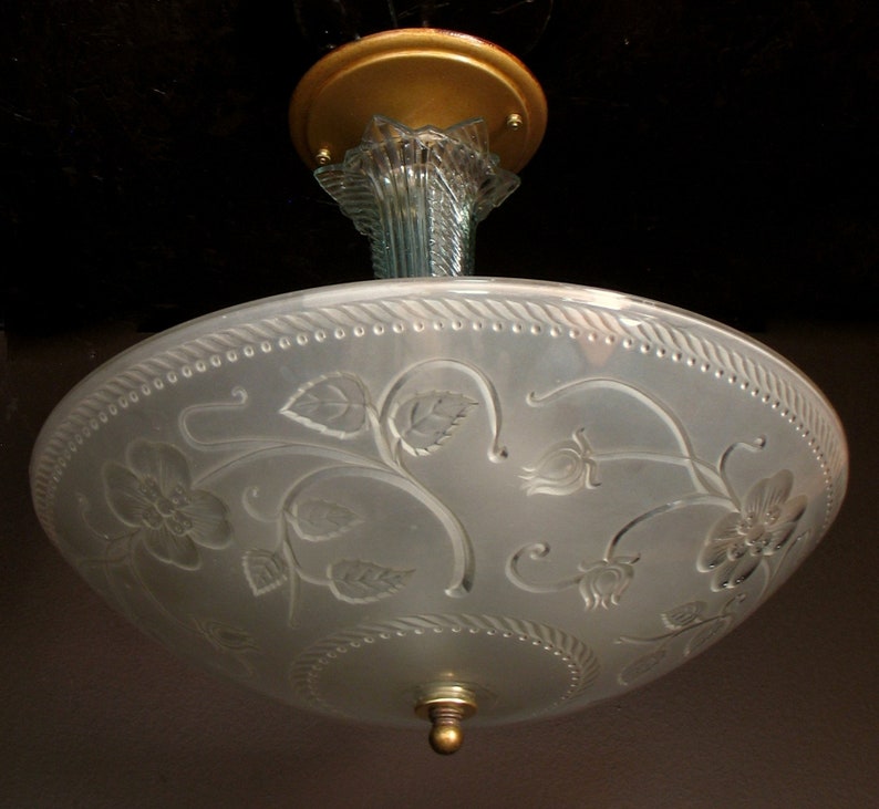 Vintage Lighting: 1930s-1940s Four Bulb Glass Ceiling Light - Etsy