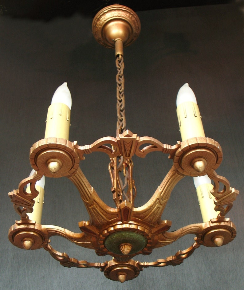 Antique Lighting/antique Light Fixture 1920s Original Finish Cast Iron ...