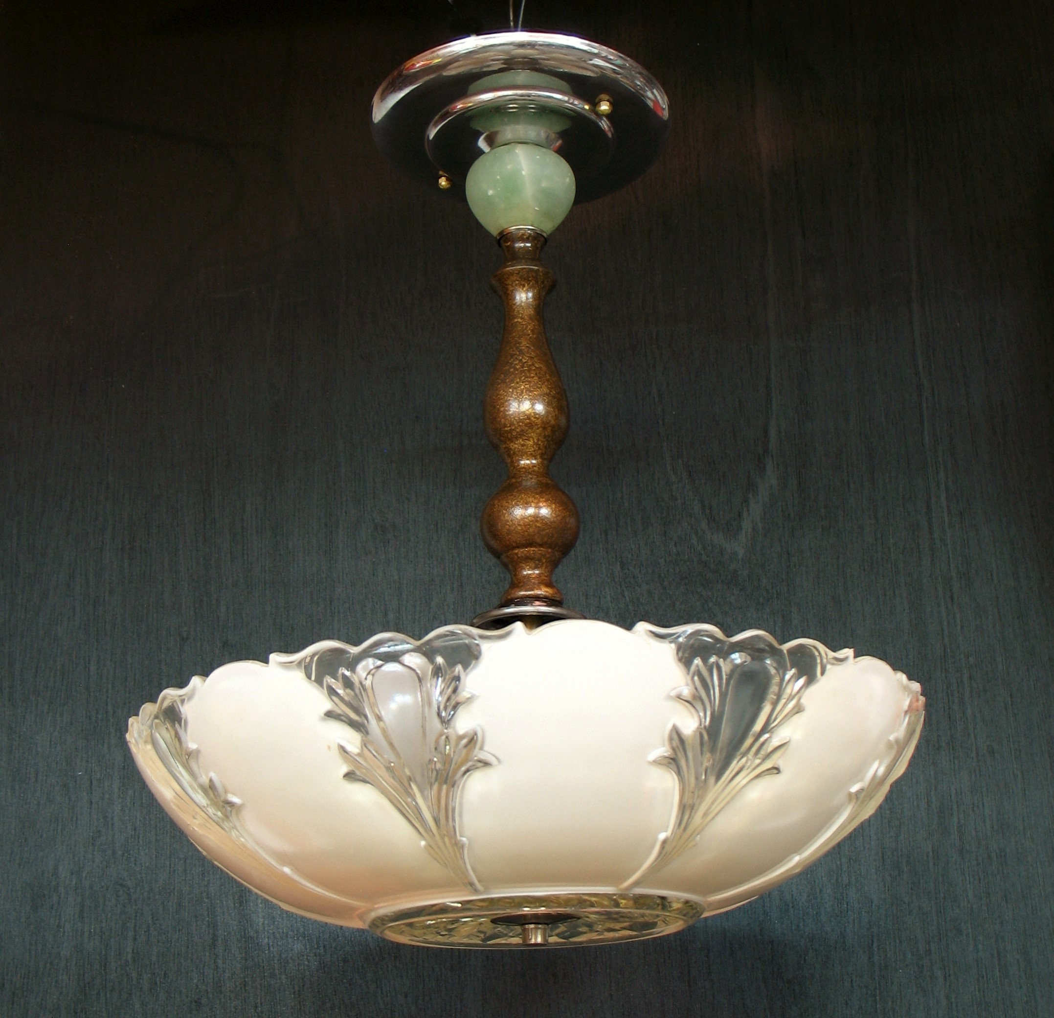 Vintage Lighting: 1940s Four Bulb Center Post Semi Flush - Etsy