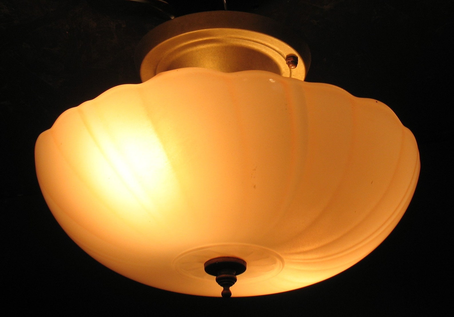 Vintage Lighting: 1930s 1940s Two Bulb Glass Center Post Ceiling Light ...