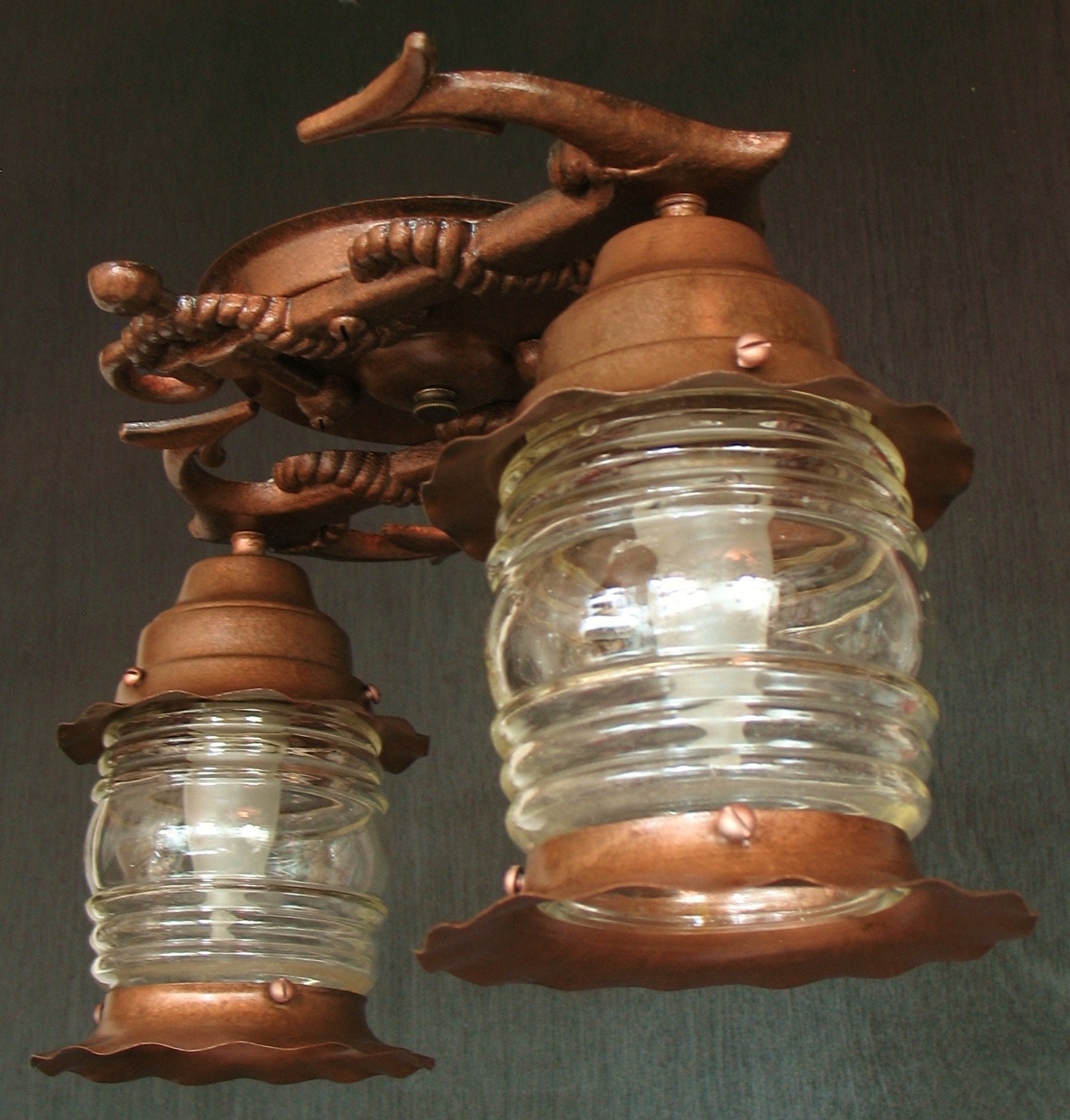 Porch Lighting: Cast Iron Vintage 1940 Nautical Theme Double Porch or ...