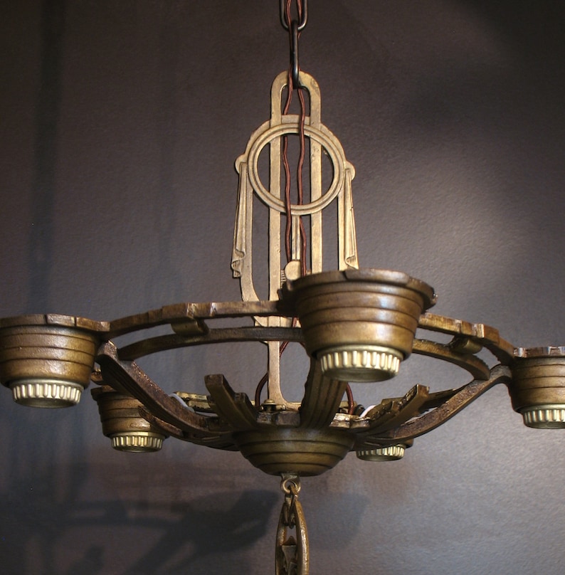 Antique Lighting: 1920s Electrolier Bare Bulb Style Chandelier - Etsy