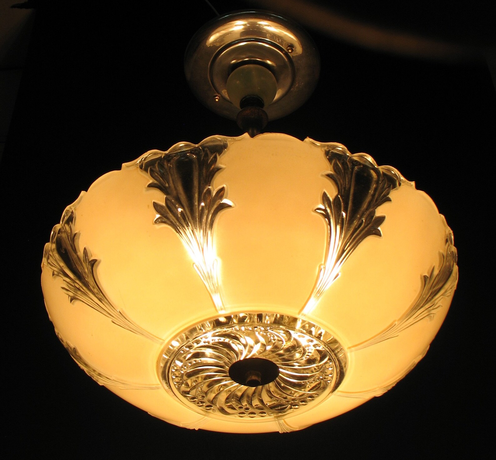 Vintage Lighting: 1940s Four Bulb Center Post Semi Flush Ceiling Light ...