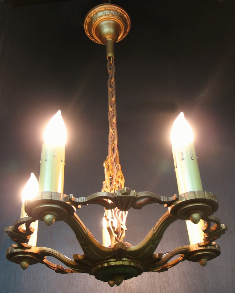 Antique Lighting/antique Light Fixture 1920s Original Finish Cast Iron ...