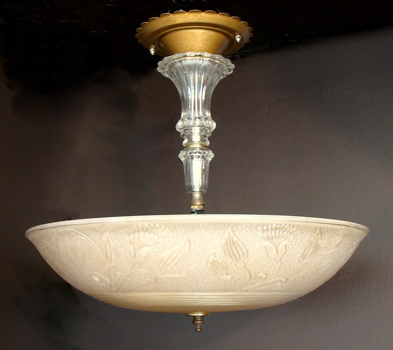 Vintage Lighting: Circa 1940s Four Bulb Glass Centre Post Ceiling Light ...