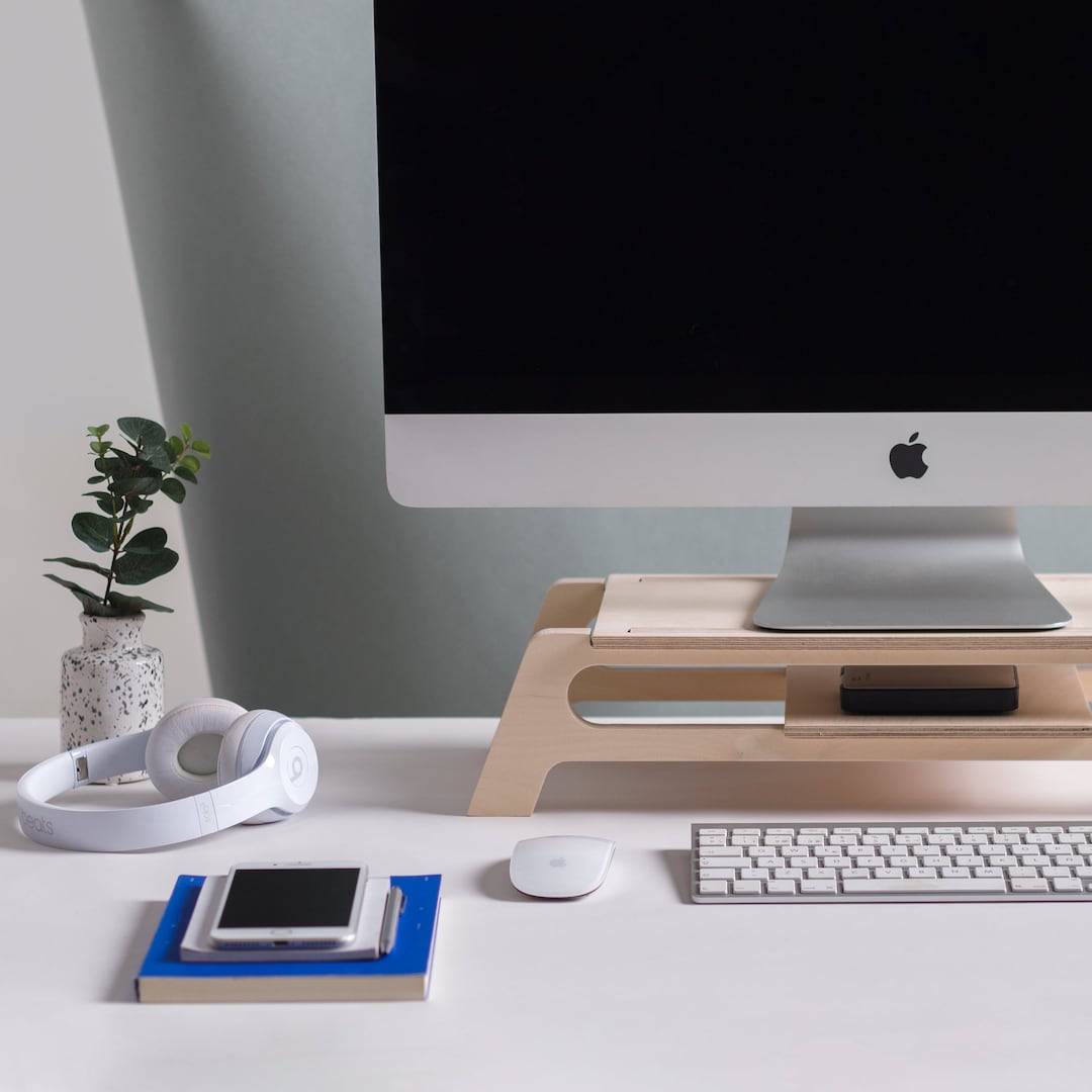 Monitor Stand With Integrated Organizer | Desktop Screen Riser, 3 Space ...