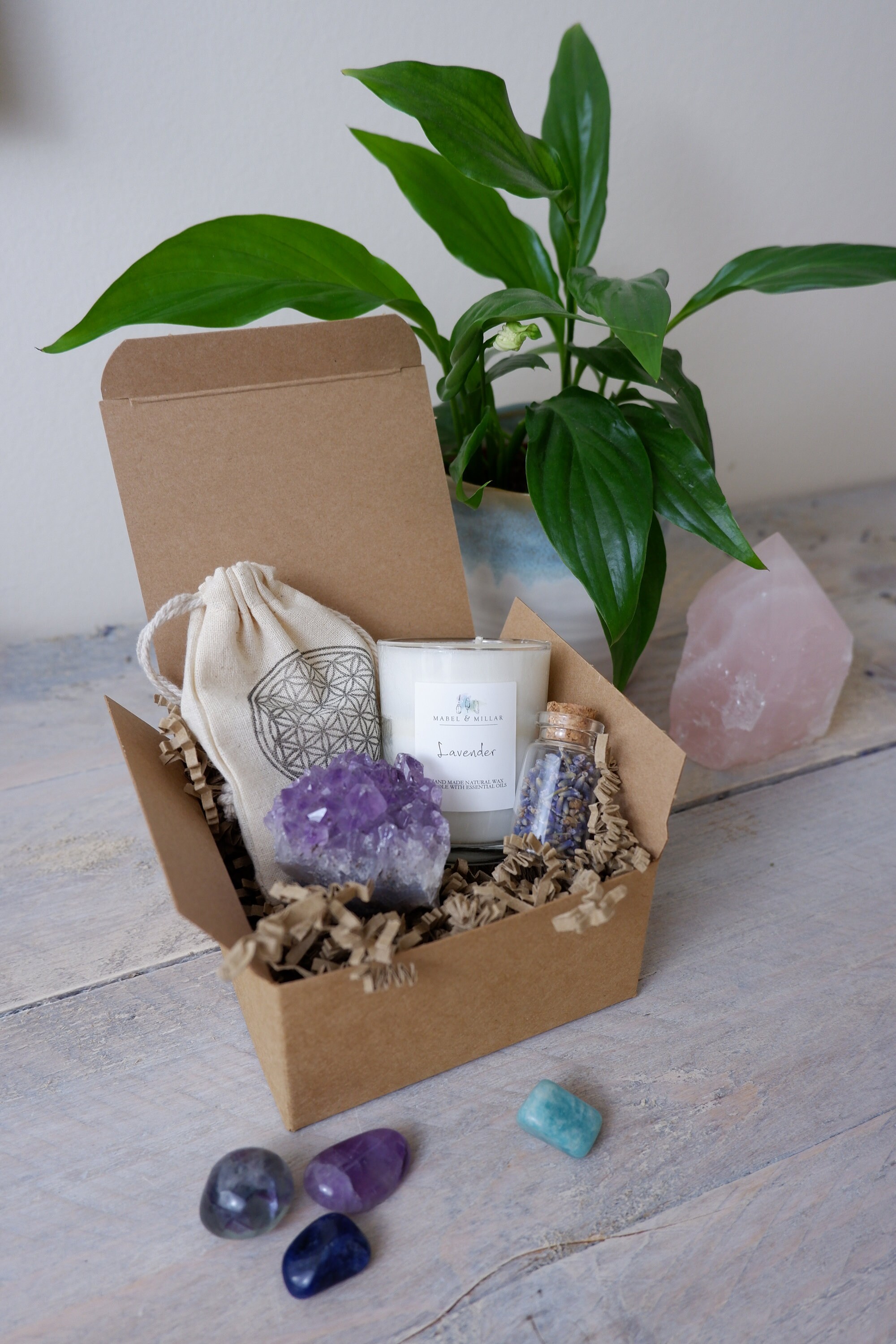 Crystals for Relaxation and Calm Gift Set With Candle and - Etsy