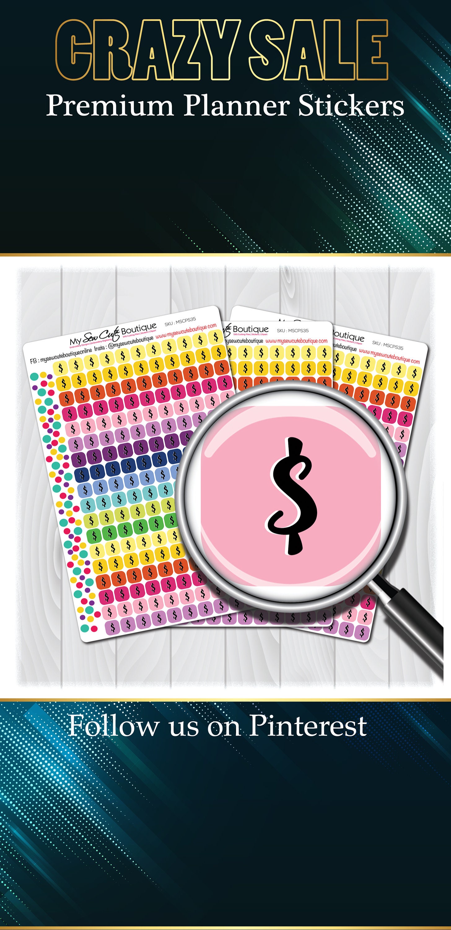 Dollar Sign Planner Stickers Money Savings Planner Stickers | Etsy