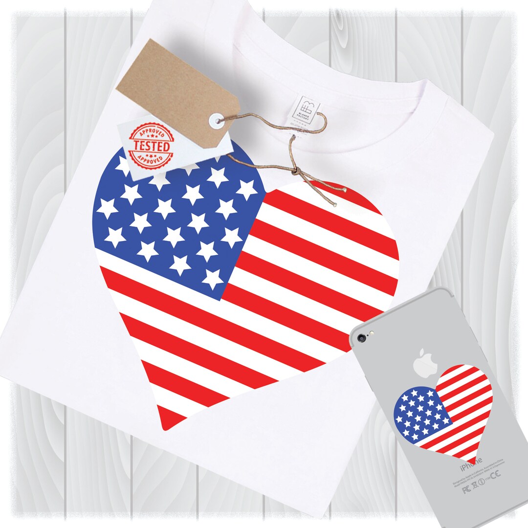 Heart Flag Svg Files for Cricut Designs, 4th of July Svg, American Flag ...