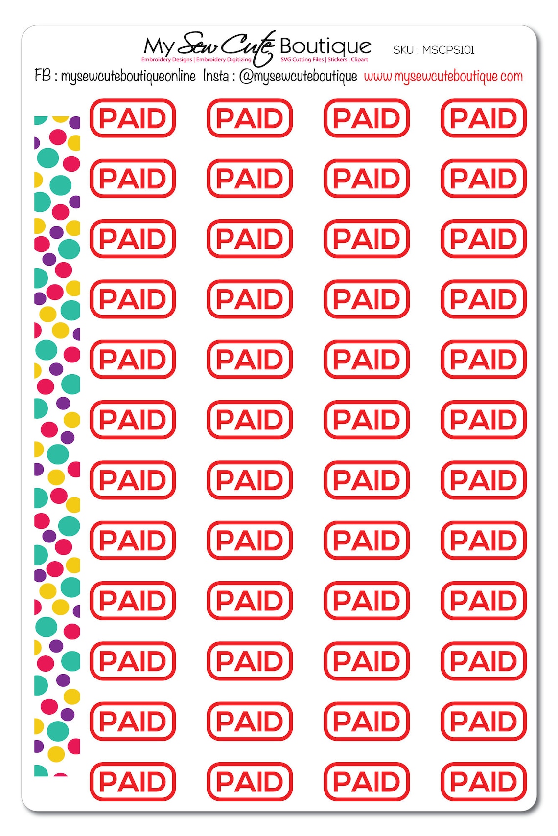 Paid Planner Stickers Paid Stickers Icon Stickers - Etsy