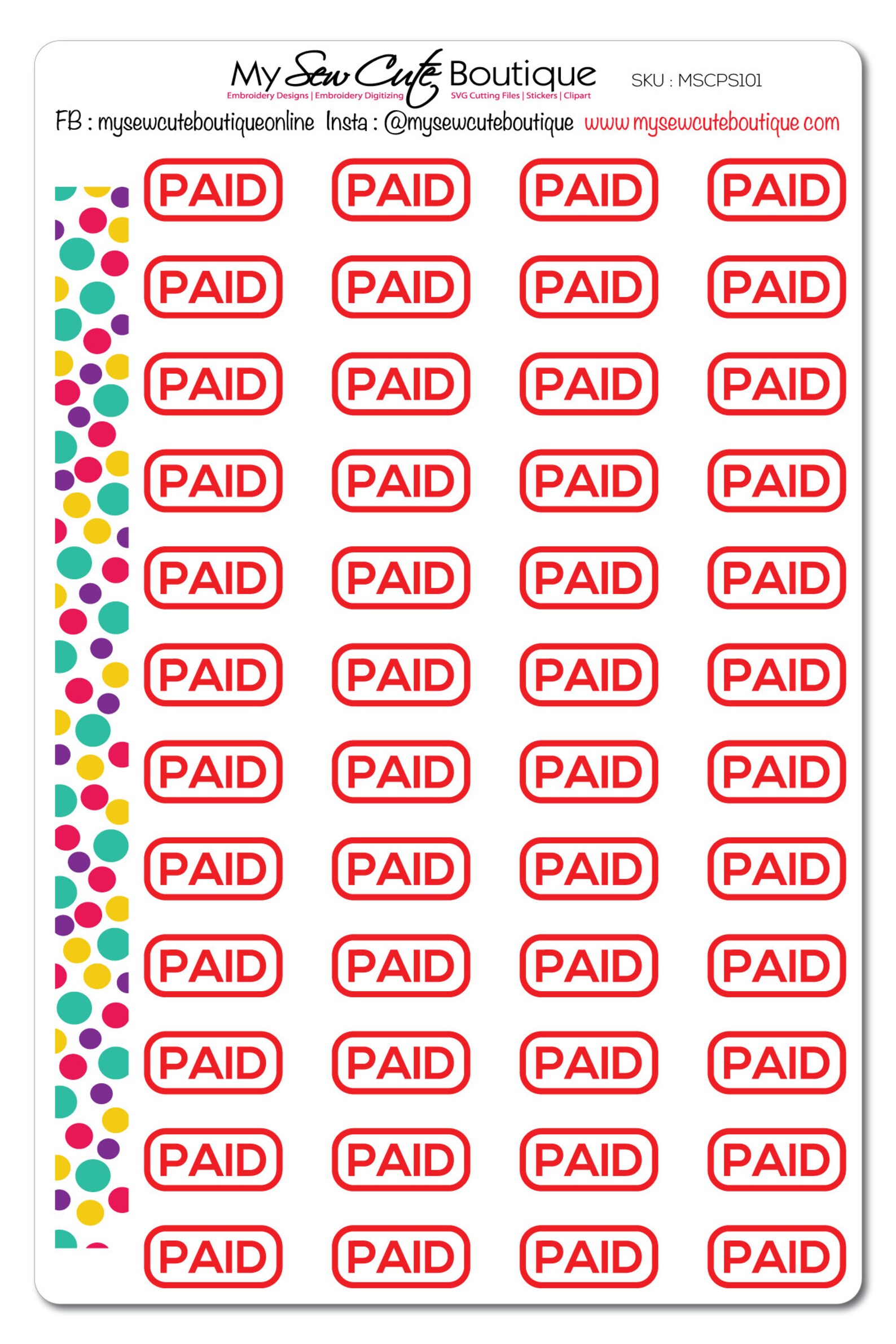 Paid Planner Stickers Paid Stickers Icon Stickers - Etsy