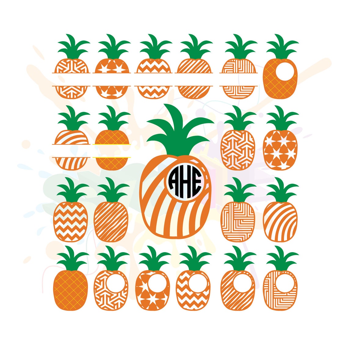 Pineapple SVG Files Pineapple Monogram SVG Monogram SVG - Etsy
