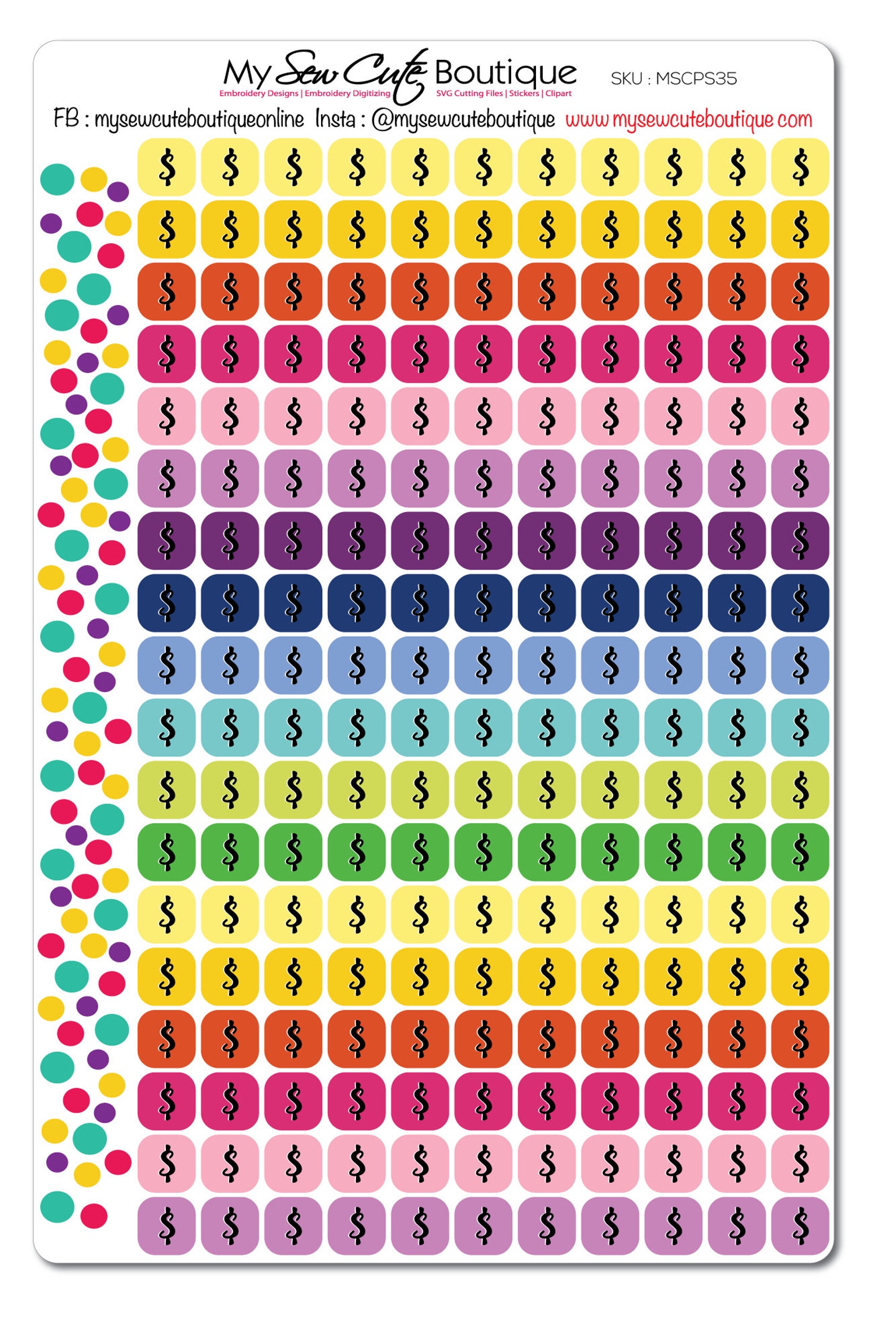 Dollar Sign Planner Stickers Money Savings Planner Stickers - Etsy