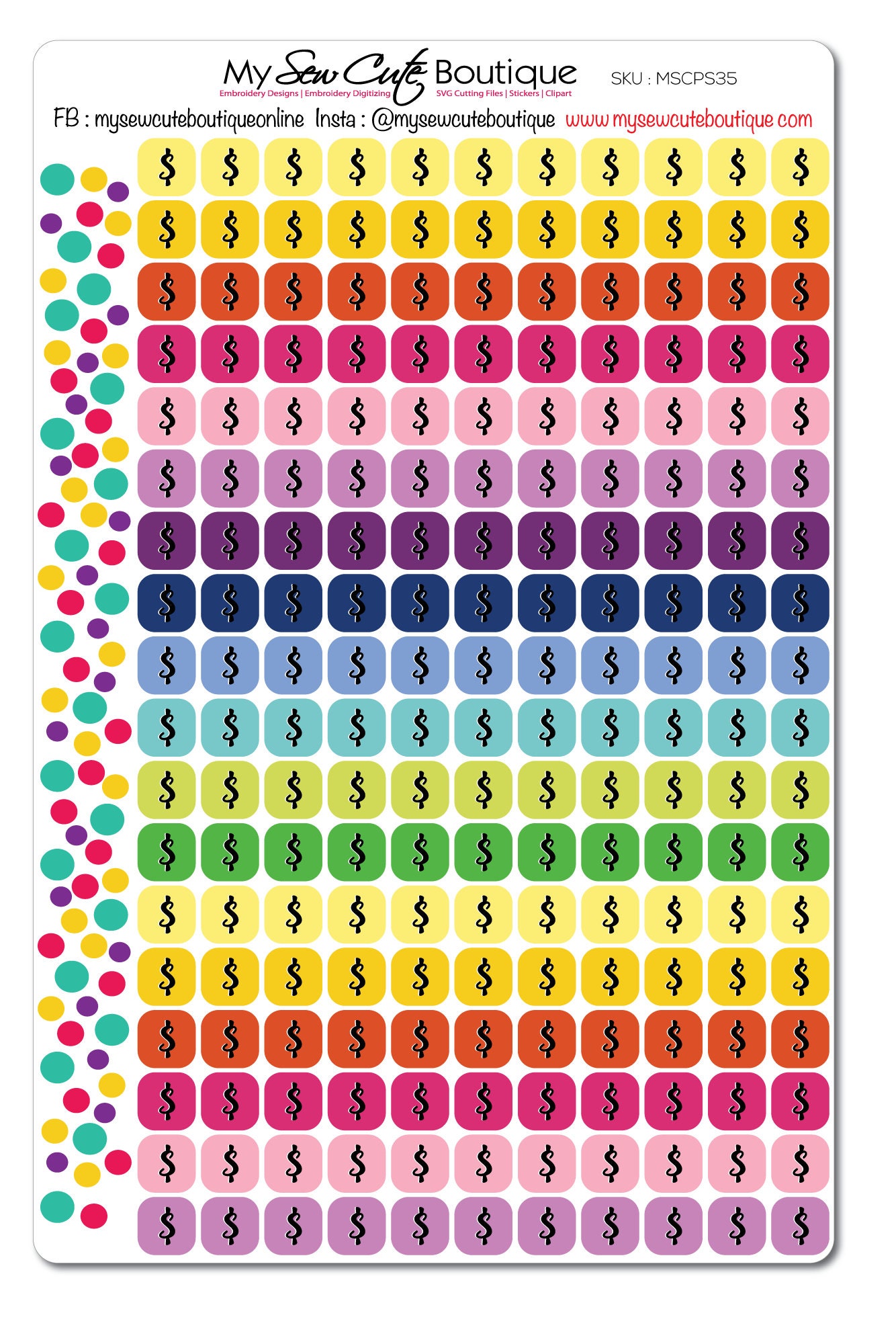 Dollar Sign Planner Stickers Money Savings Planner Stickers | Etsy