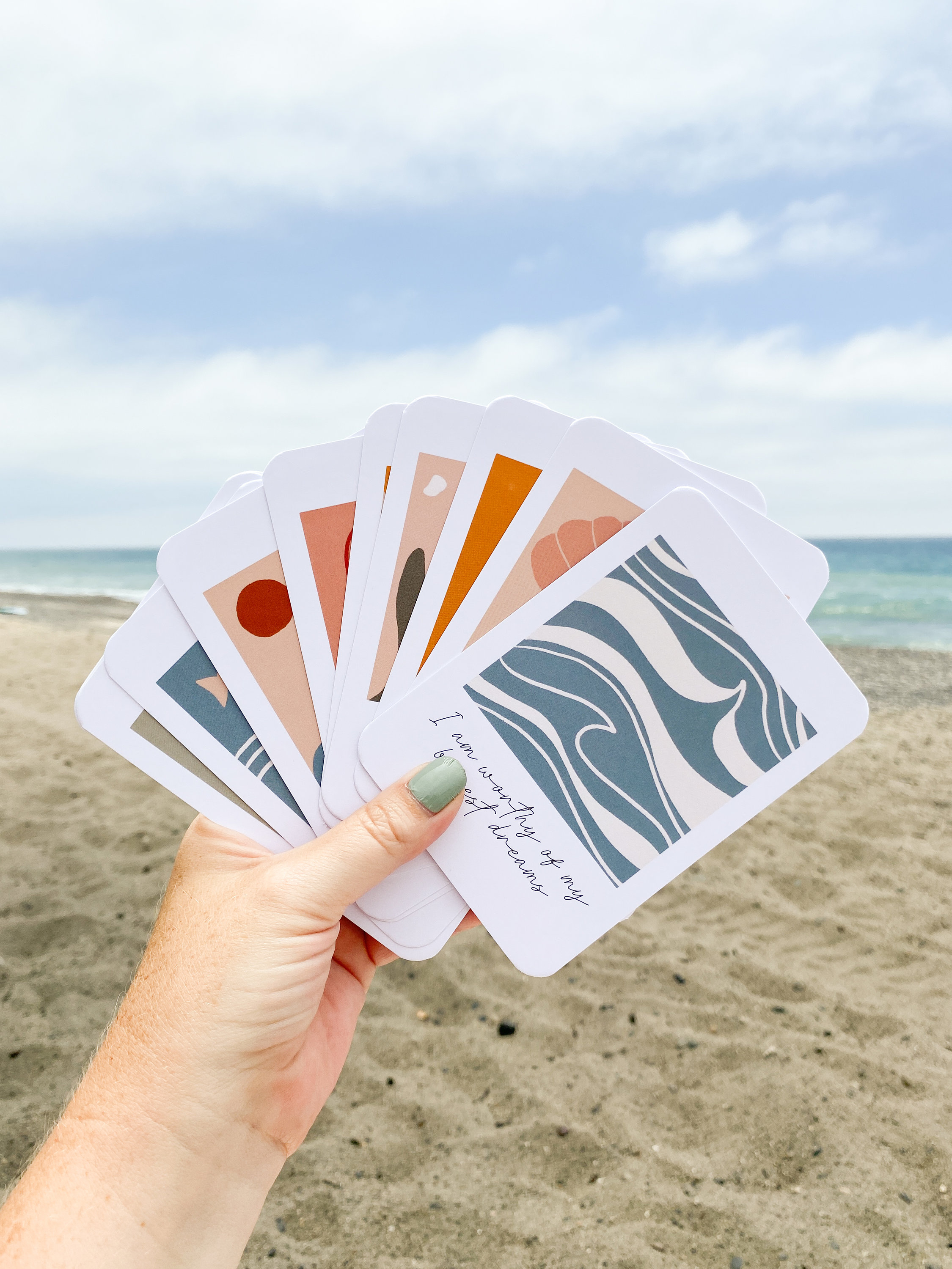 Beach Affirmation Cards With Wooden Stand: Boho Inspirational Deck - Etsy