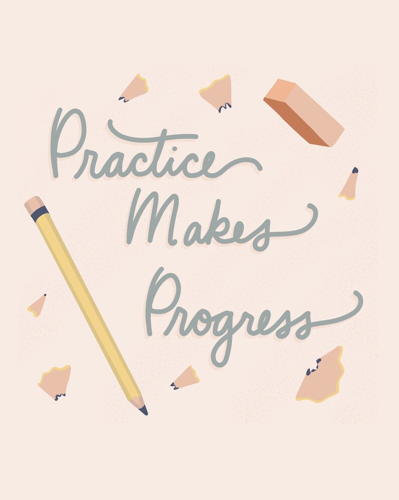 Practice Makes Progress Art Print: Inspirational Classroom Decor ...