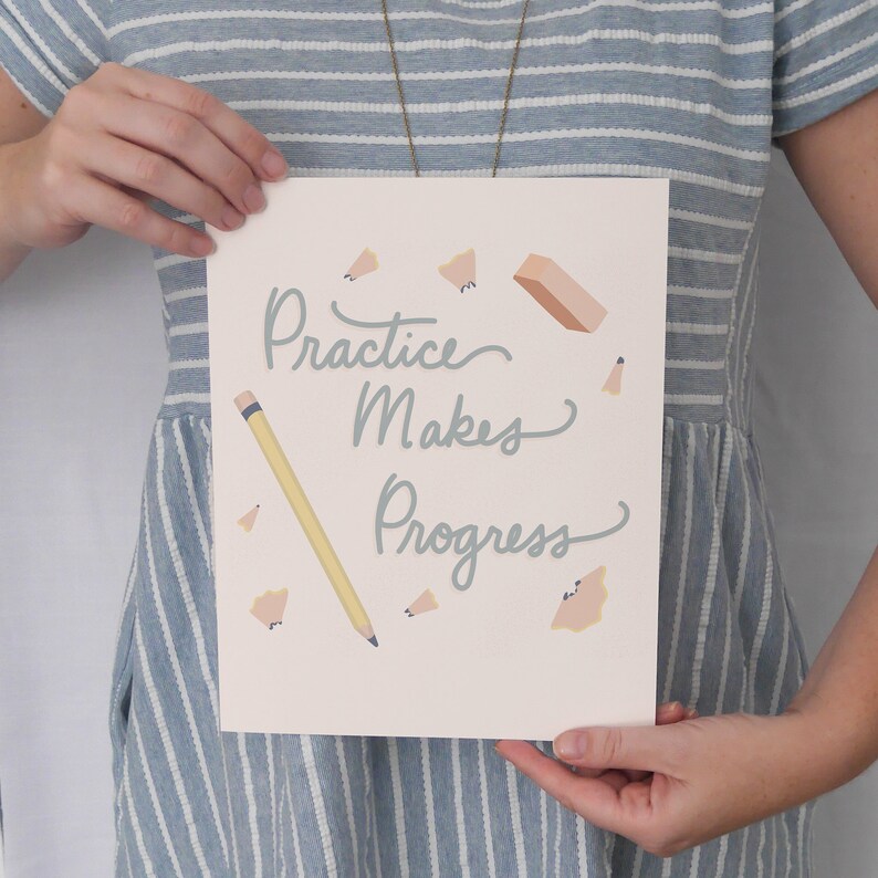 Practice Makes Progress Art Print: Inspirational Classroom Decor ...